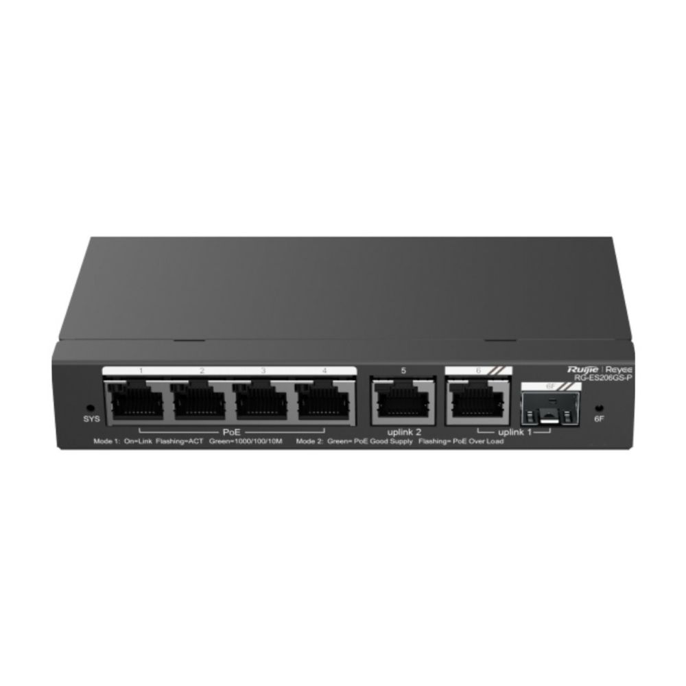 RUIJIE 6-PORT GIGABIT MANAGED SWITCH W/ 4 POE+ PORTS
